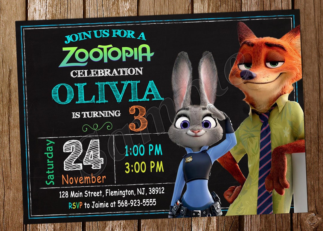 Zootopia Invitation Zootopia Birthday Zootopia Invite Zootopia Birthday ...