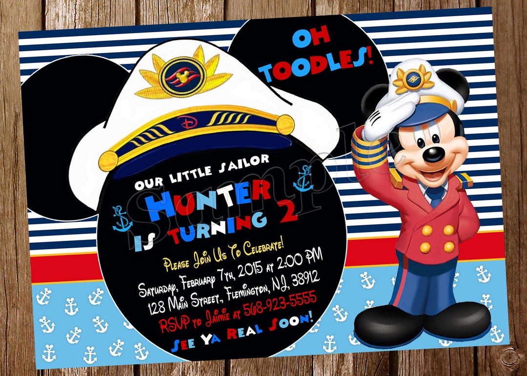 Nautical Mickey Mouse Invitation Mickey Mouse Nautical Invitation ...