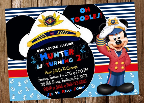 Nautical Mickey Mouse Invitation Mickey Mouse Nautical - Etsy