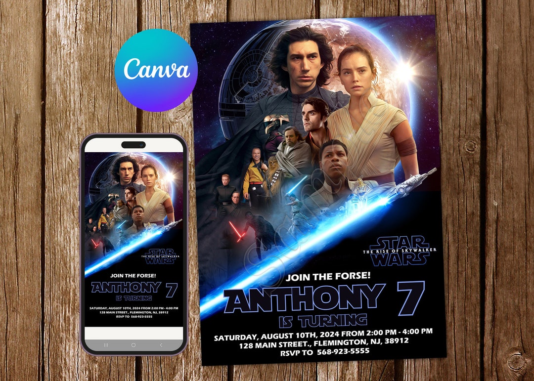 Invitación de Star Wars Invitación de cumpleaños de Star Wars Fiesta de ...