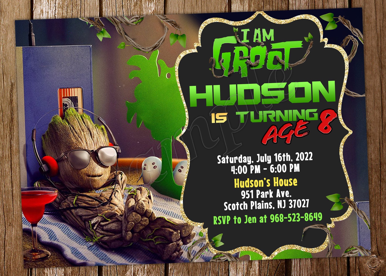 Groot Invitation Groot Birthday Groot Invite Groot Birthday Invitation ...