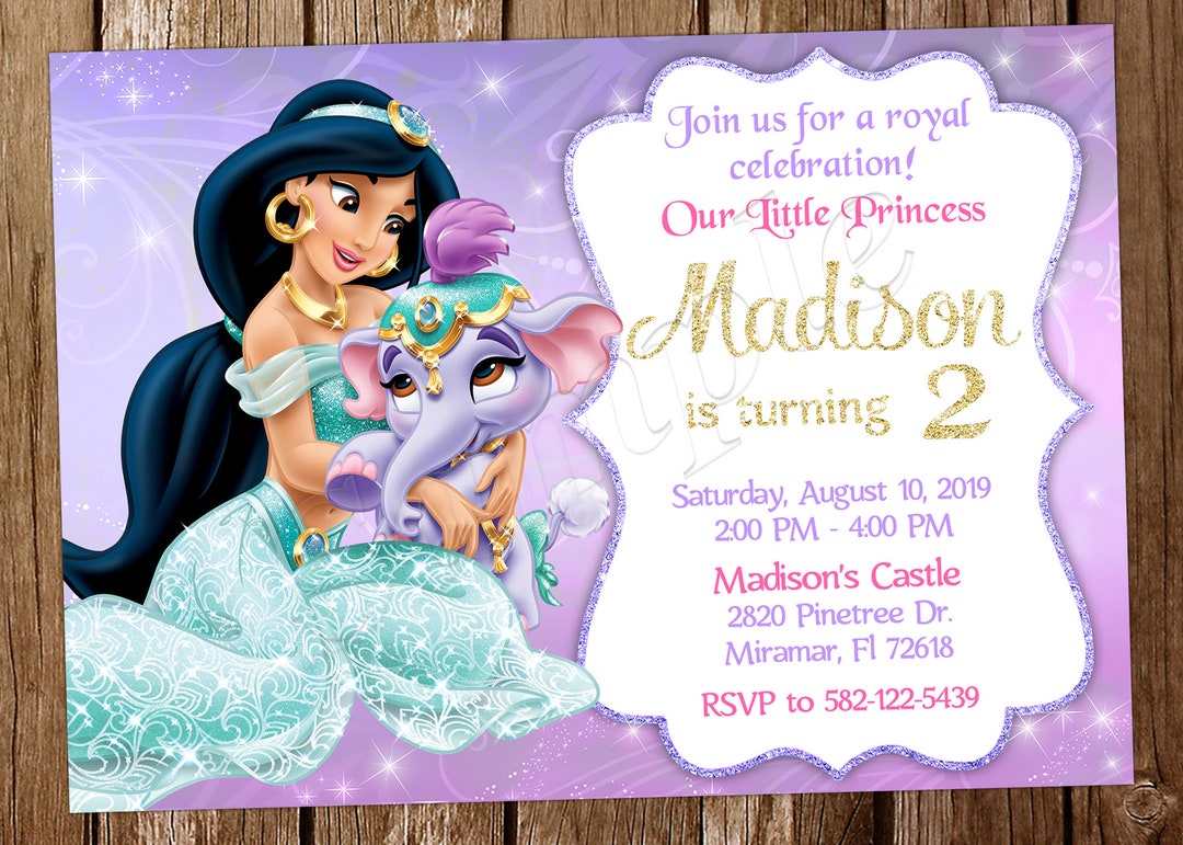 Jasmine Invitation Princess Jasmine Birthday Princess Jasmine Invite ...