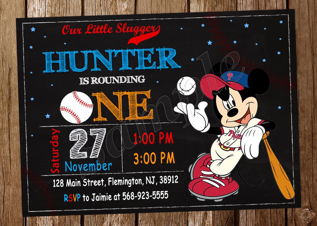 Mickey Mouse Baseball Invitation Mickey Mouse Invitation Baseball ...