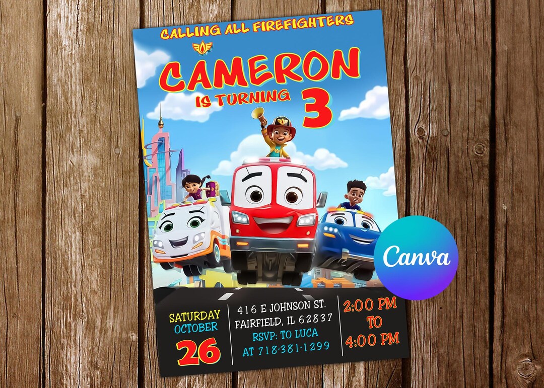 Firebuds Invitation Firebuds Birthday Invitation Firebuds Party ...
