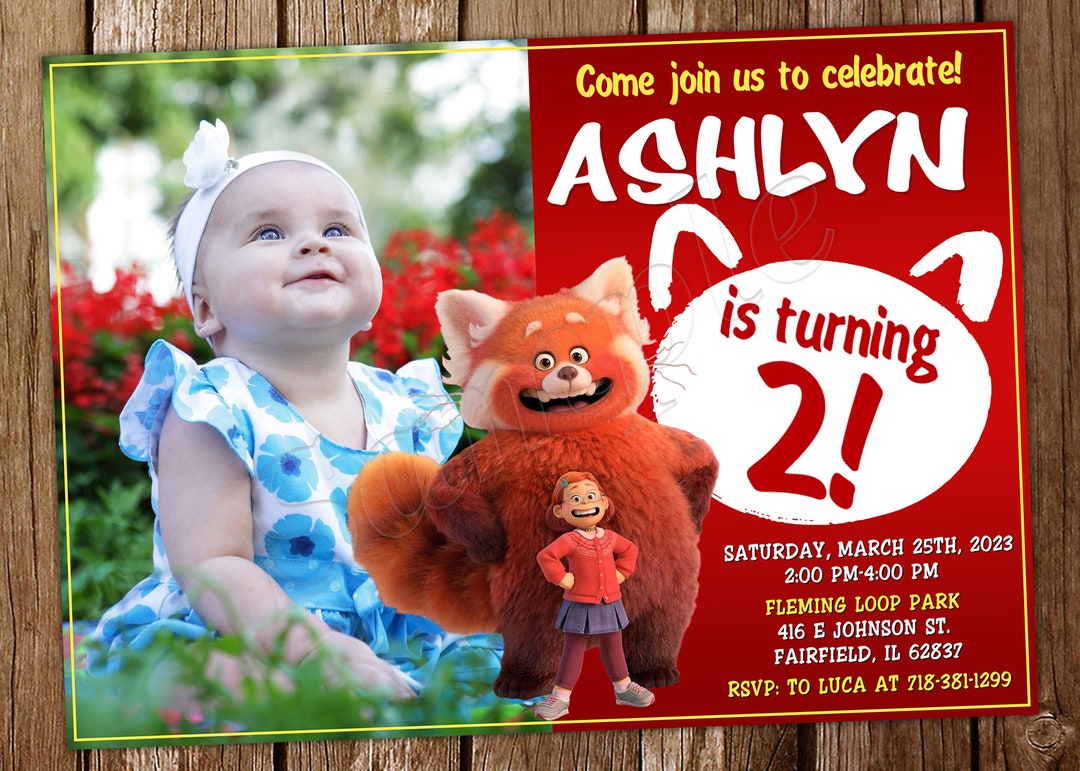 Turning Red Invitation Turning Red Birthday Turning Red Invite Turning ...