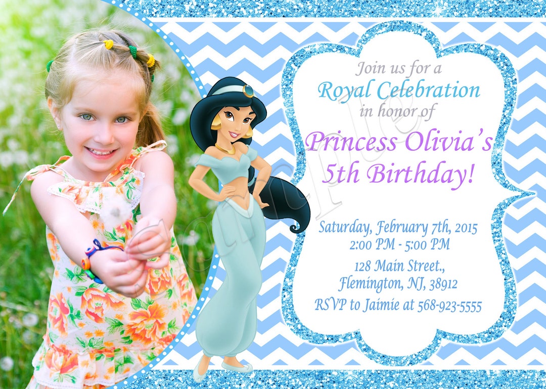 Jasmine Invitation Princess Jasmine Birthday Princess Jasmine Invite ...