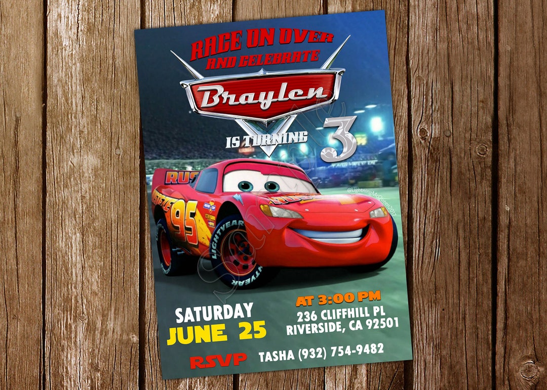 Cars Invitation Cars Birthday Invitation Cars Party Mcqueen Invitation ...