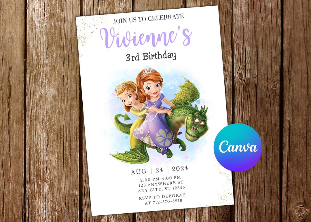 Sofia the First Invitation Princess Sofia the First Birthday Invitation ...