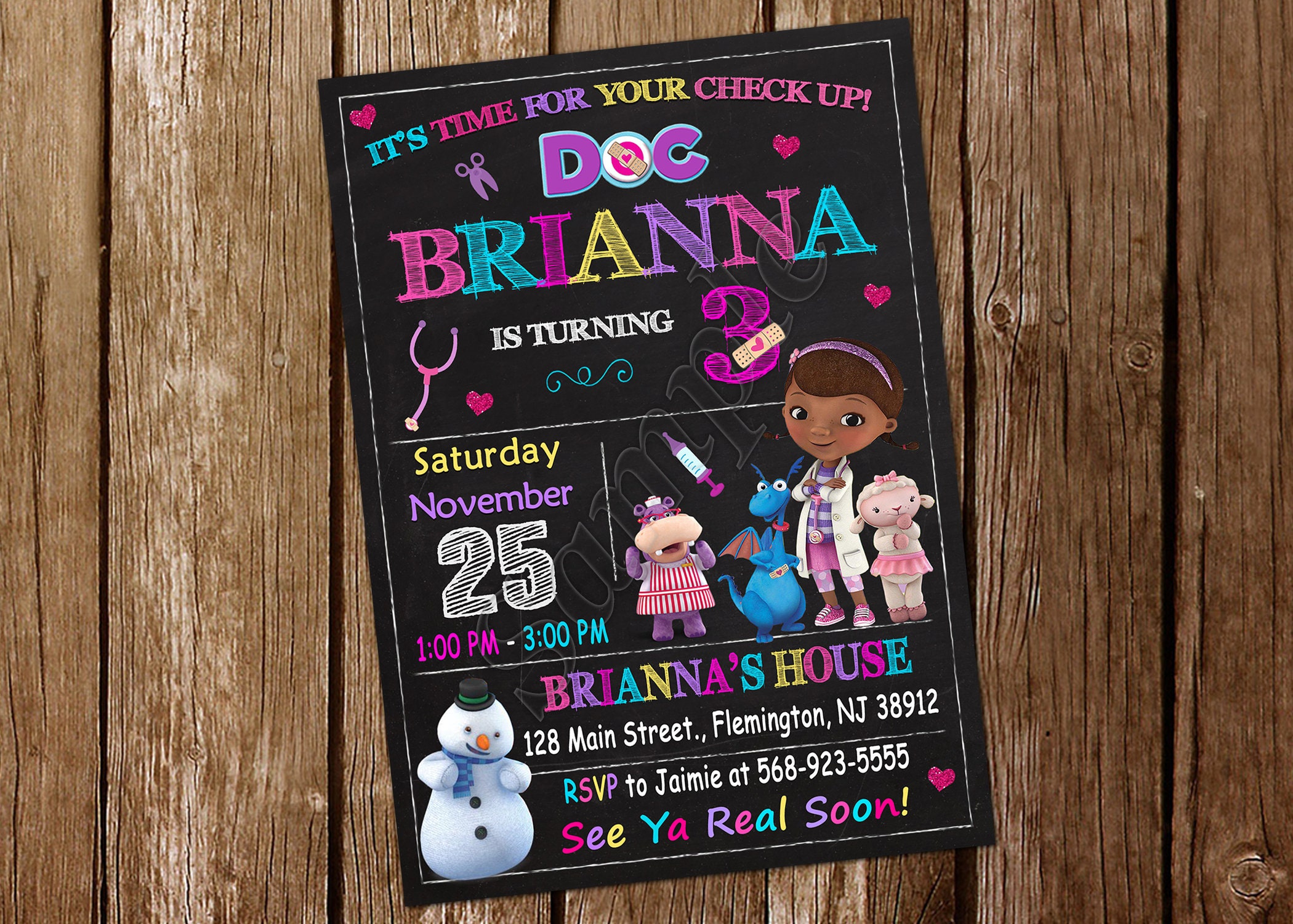 Doc Mcstuffins Invitation Wording