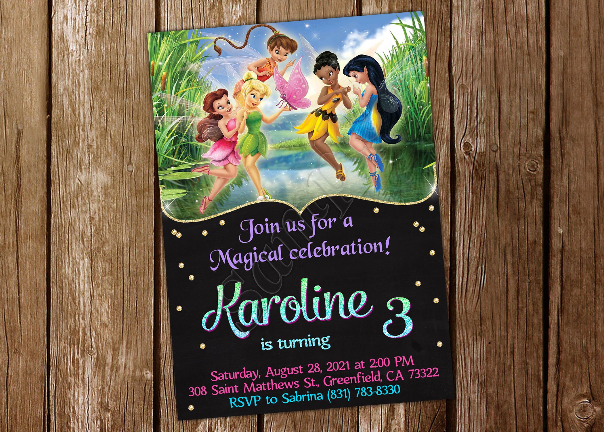 Tinkerbell Invitation Tinkerbell Birthday Tinkerbell Invite Tinkerbell