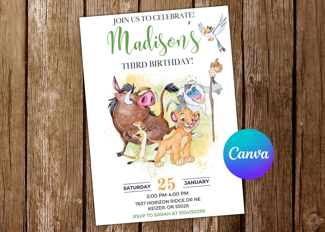 Lion King Invitation Lion King Birthday Invitation Lion King Party Lion ...