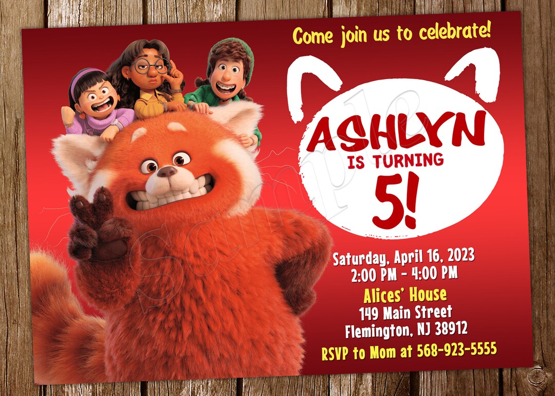 Turning Red Invitation Turning Red Birthday Turning Red Invite Turning ...