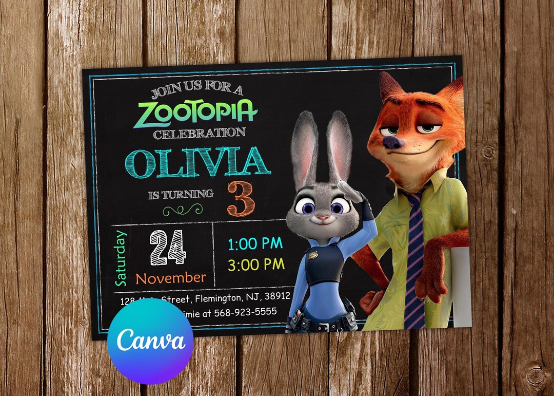 Zootopia Invitation Zootopia Birthday Invitation Zootopia Party ...