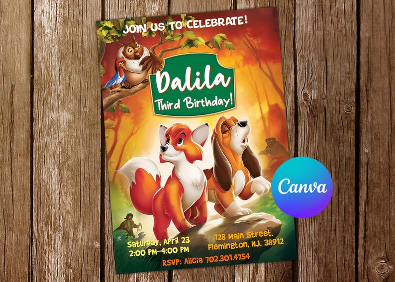 The Fox and the Hound Invitation the Fox and the Hound Birthday ...