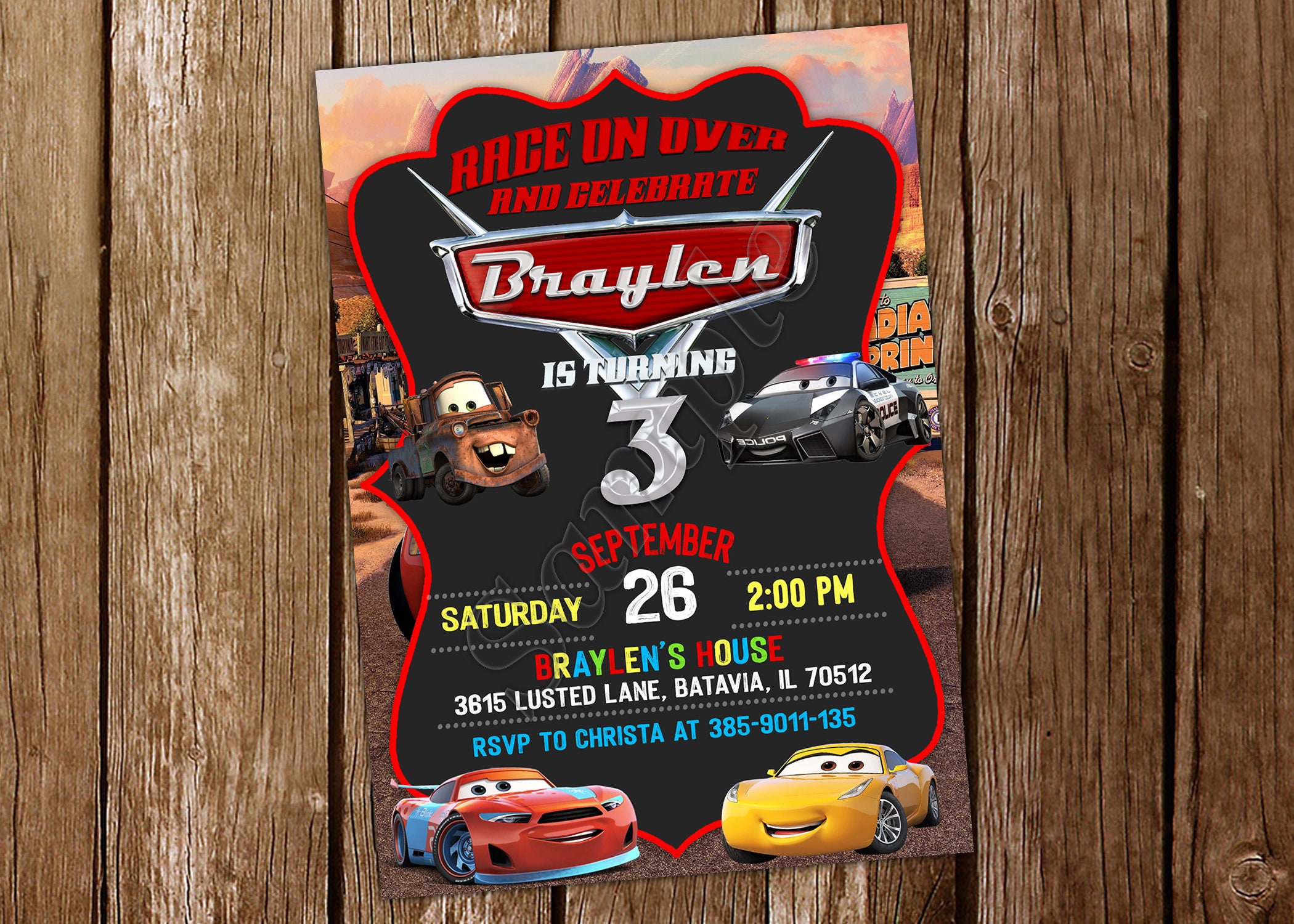 Invitación de Cars Invitación de cumpleaños de Cars Fiesta de Cars ...