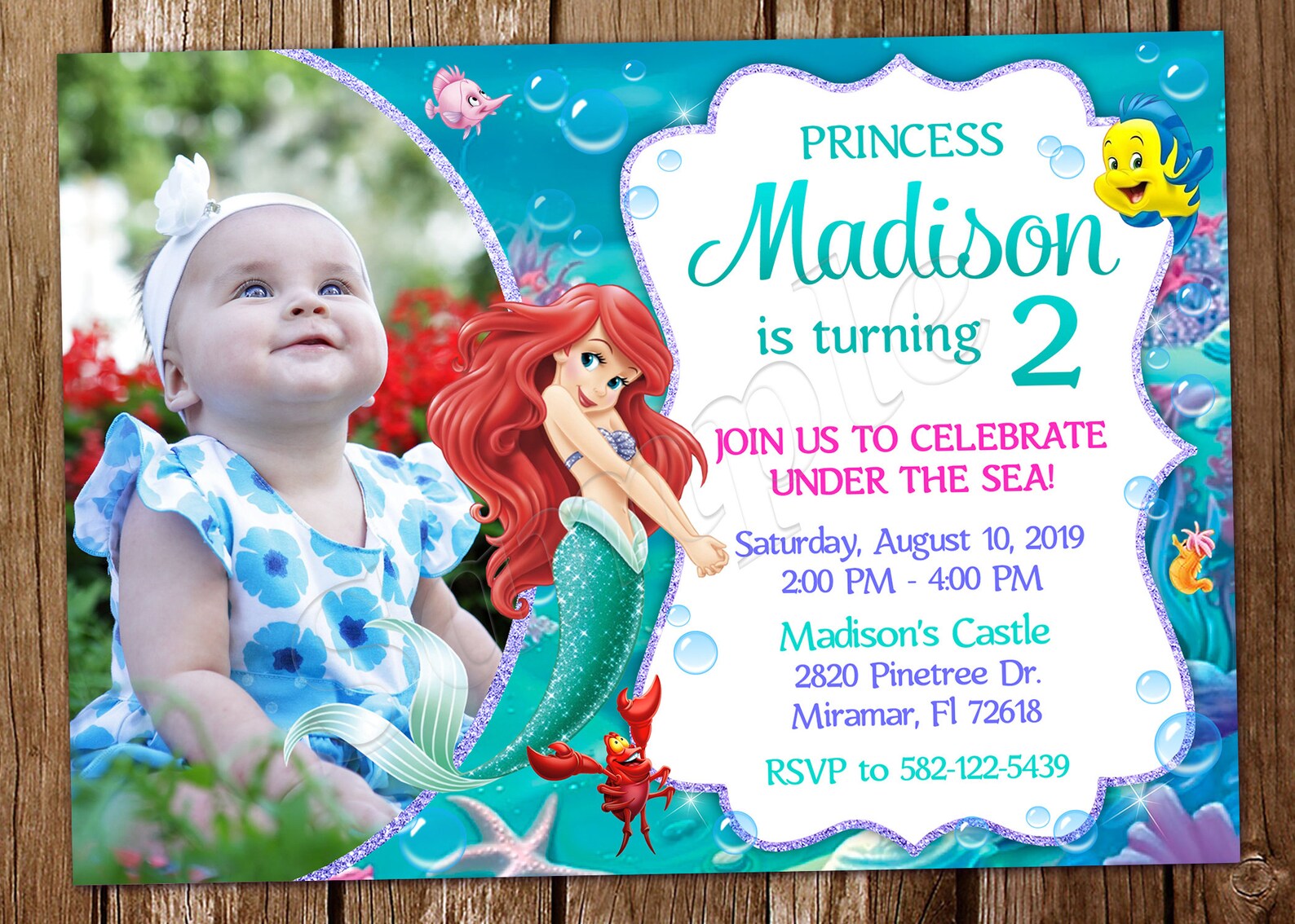 Little Mermaid Invitation Ariel Invitation Little Mermaid - Etsy