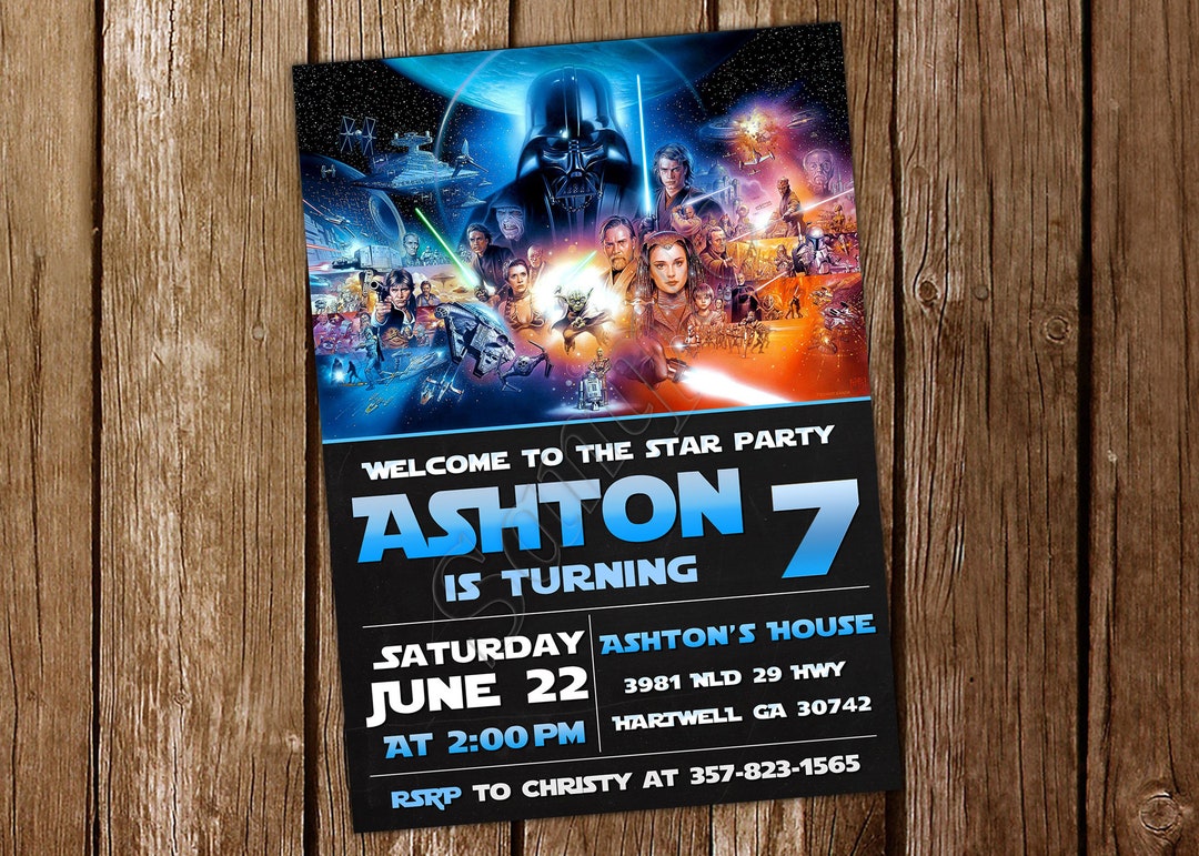 Star Wars Invitation Star Wars Birthday Jedi Invitation Star Wars ...