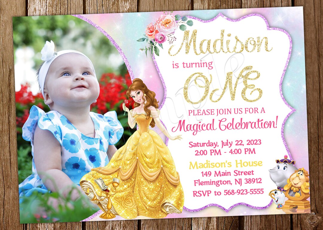 Belle Invitation Princess Belle Invitation Belle Birthday Belle Invite ...