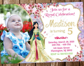 Princess Invitation Mulan Invitation Mulan Birthday Invitation Mulan ...