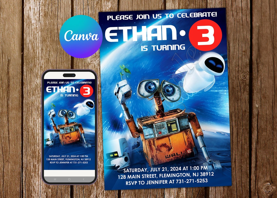 Wall E Invitation Wall E Birthday Invitation Wall E Party Wall E ...