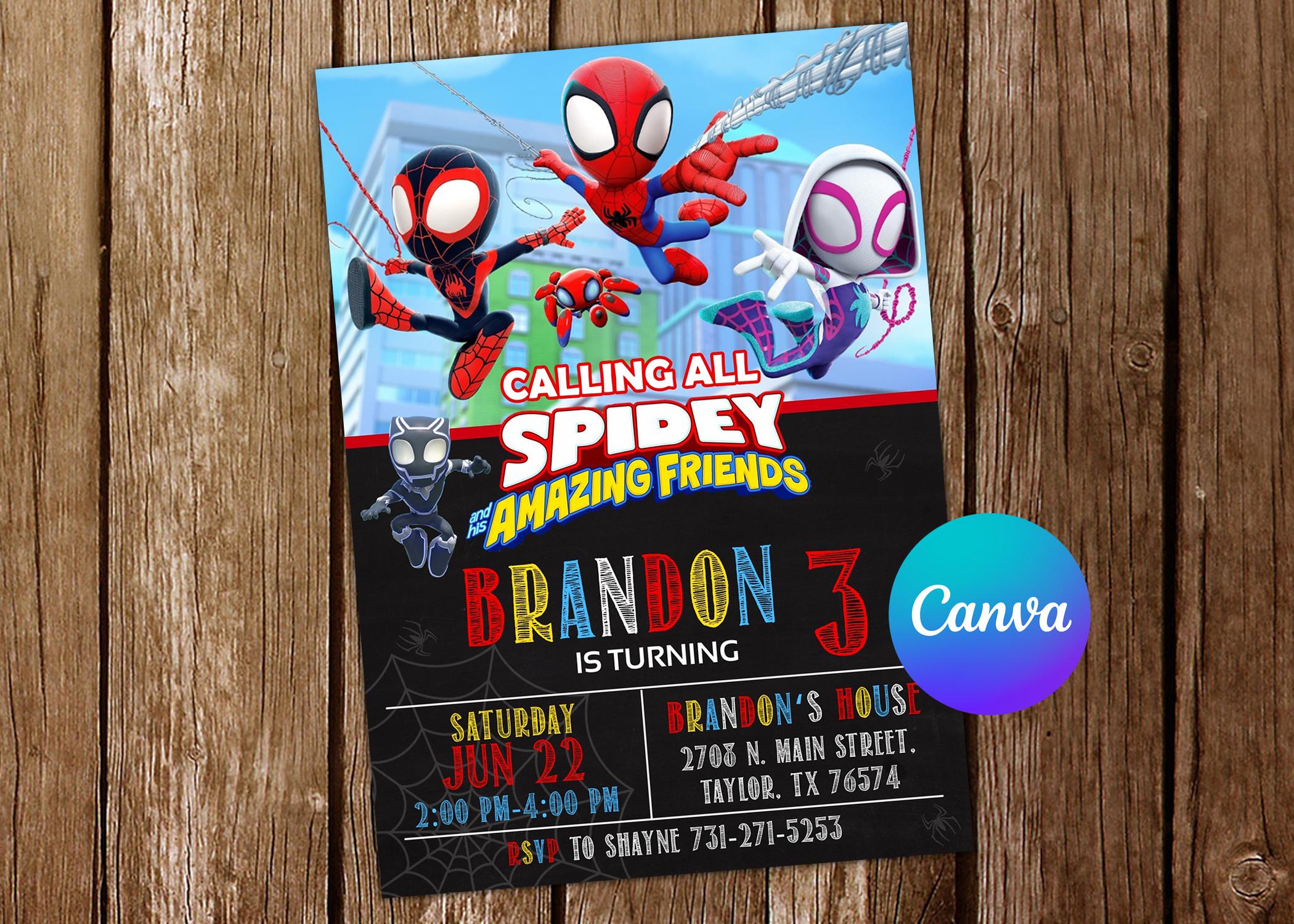 Spidey and His Amazing Friends Invitation Spidey Invitation Spidey ...
