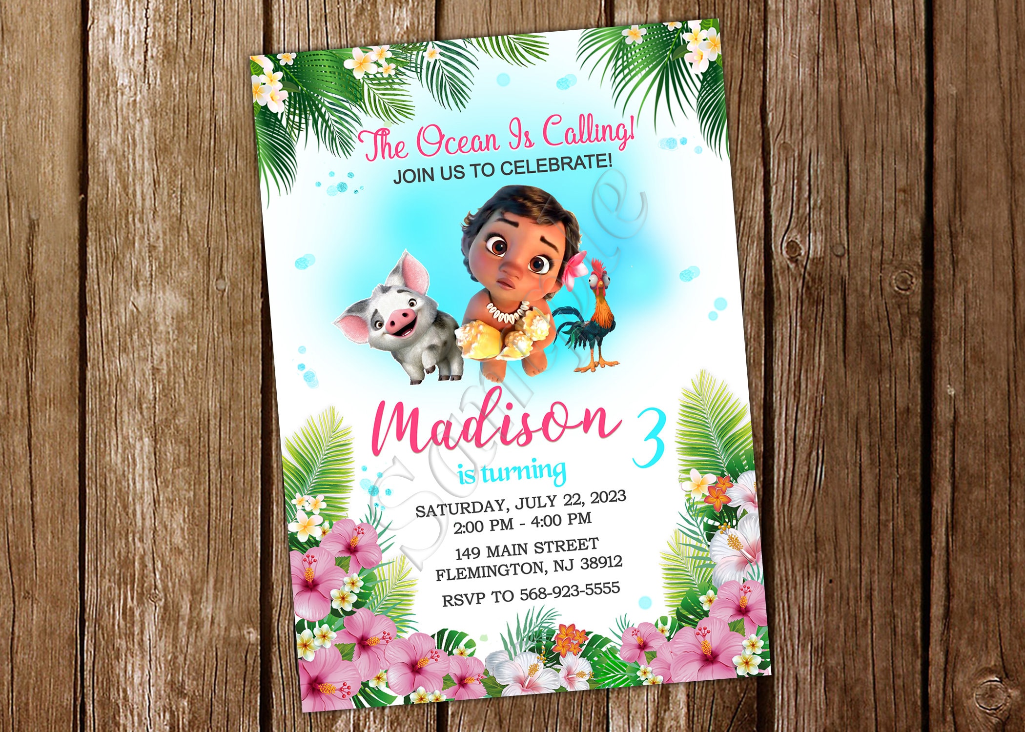 Baby Moana Invitation Baby Moana Birthday Baby Moana Invite Baby Moana ...