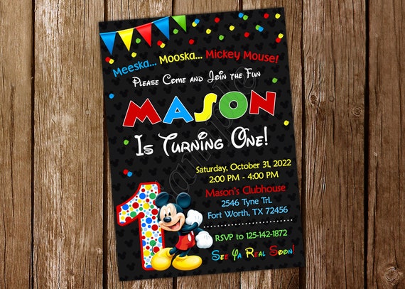 Mickey Mouse Invitation Mickey Invitation Mickey Mouse - Etsy