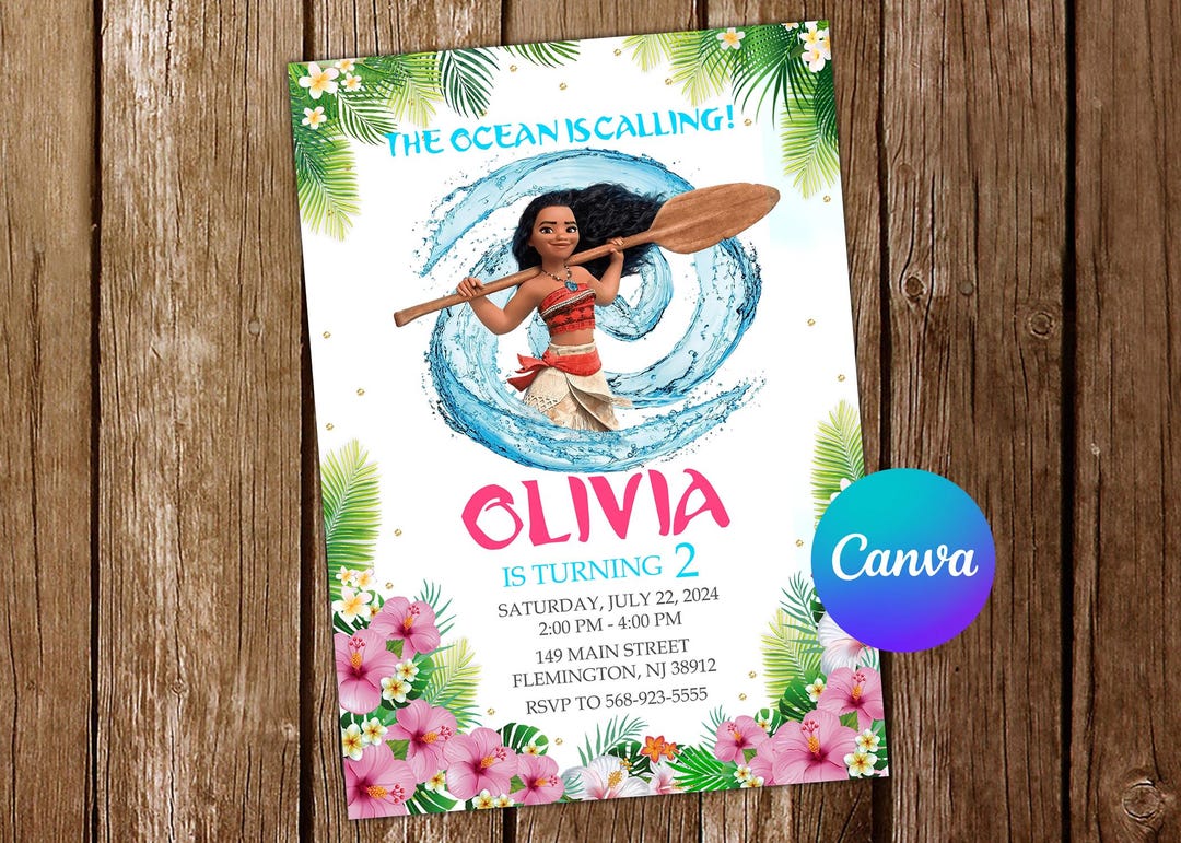 Moana Invitation Moana Birthday Invitation Moana Party Moana Invites ...