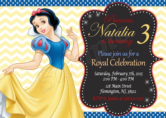 Snow White Invitation Princess Snow White Invitation Snow | Etsy