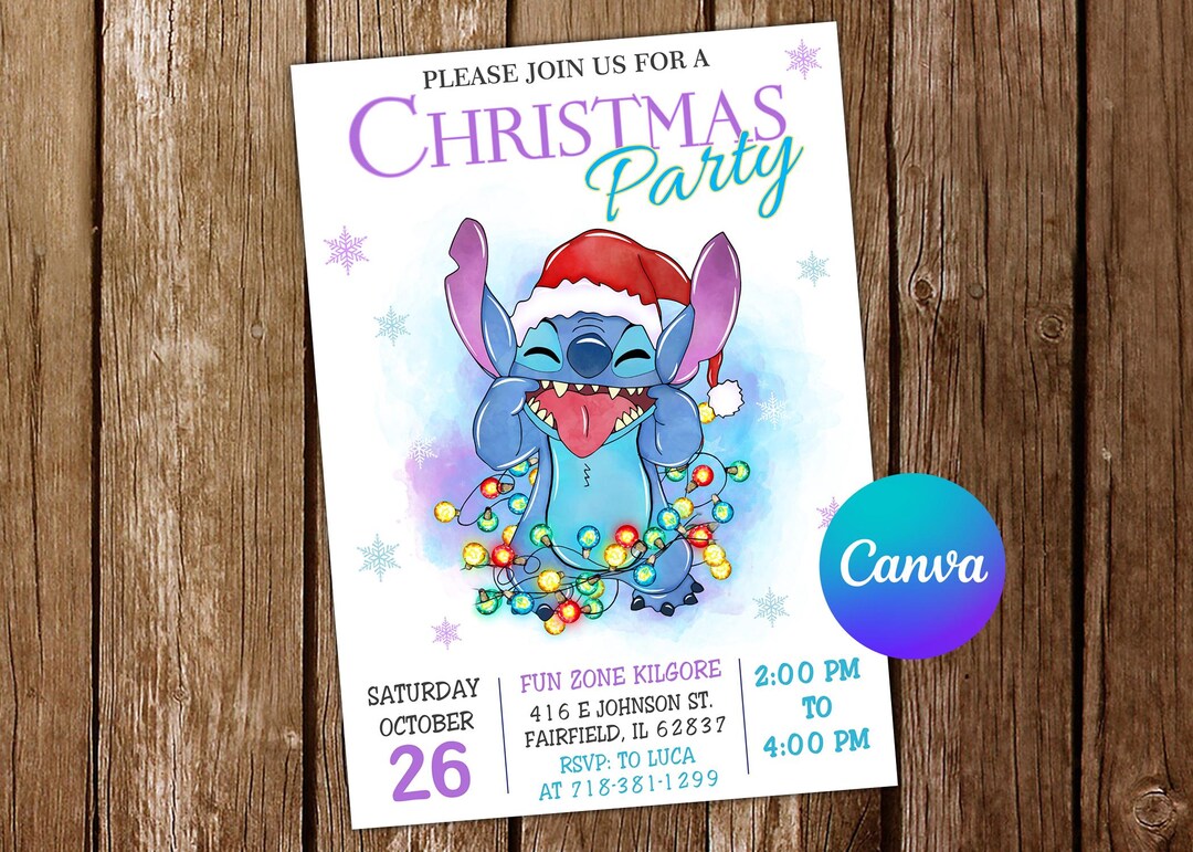 Stitch Christmas Invitation Stitch Birthday Invitation Stitch Party ...