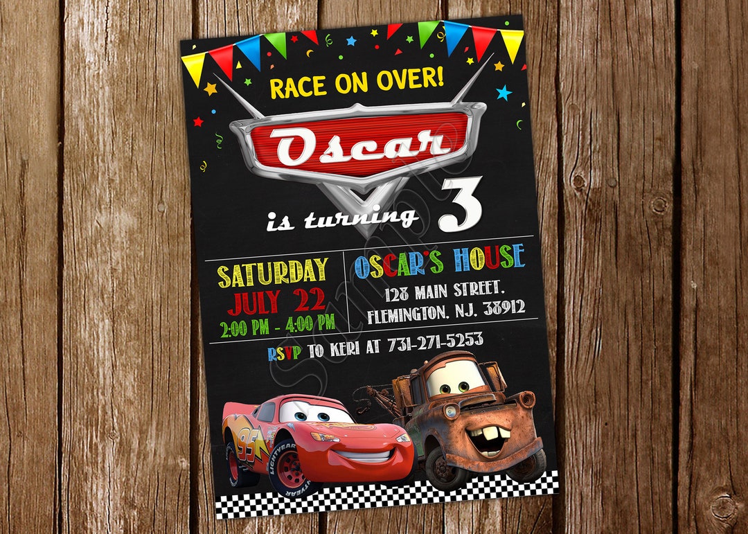 Cars Invitation Cars Birthday Invitation Cars Party Mcqueen Invitation ...