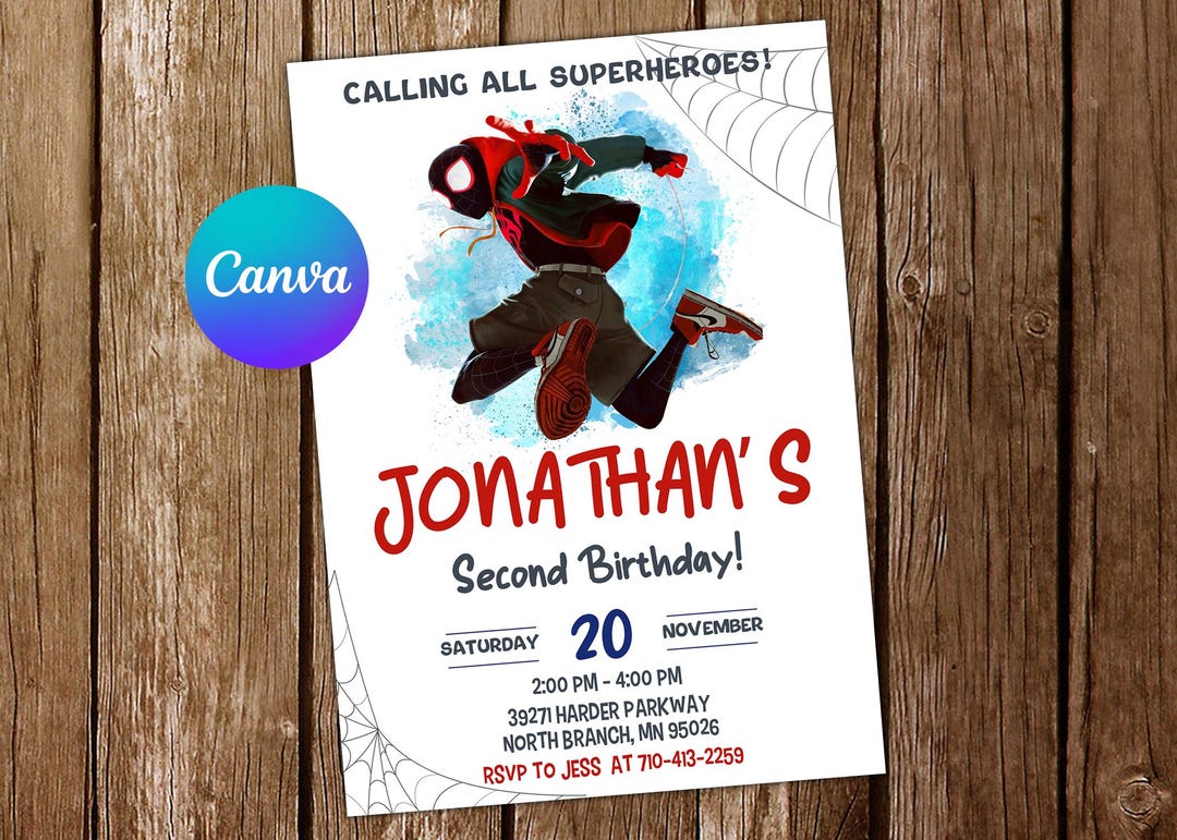 Spider Verse Invitation Spider Verse Birthday Invitation Spider Verse ...