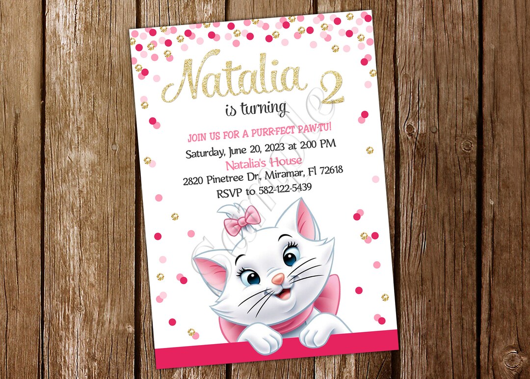 Marie Invitation Aristocats Invitation Marie Birthday Invitation ...