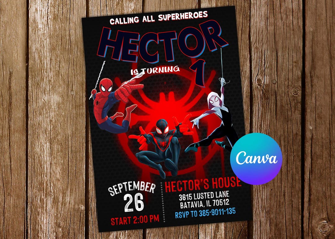 Spider Verse Invitation Spiderman Invitation Spider Verse Birthday ...