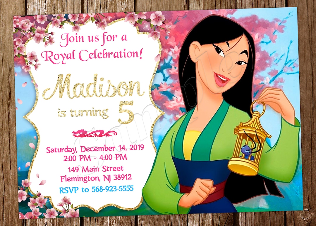 Mulan Invitation Princess Mulan Invitation Mulan Birthday Mulan Invite ...