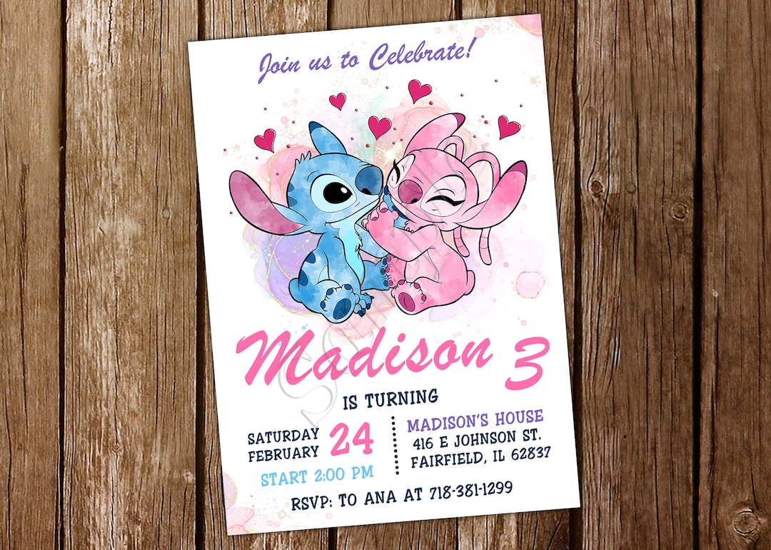 Stitch Invitation Stitch Valentines Invitation Stitch Valentine’s Day ...