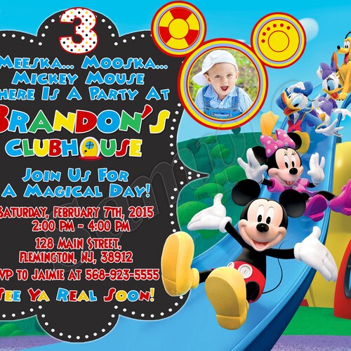Mickey Mouse Clubhouse Birthday Invitation Mickey Mouse - Etsy