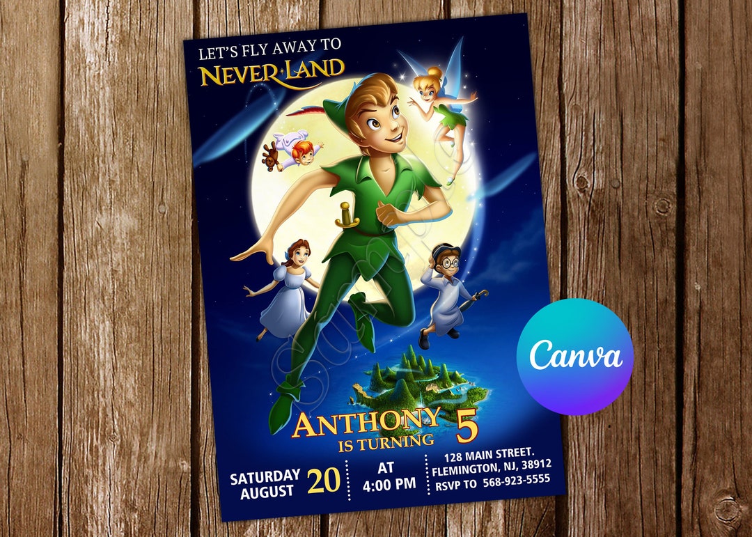 Peter Pan Invitation Peter Pan Birthday Invitation Peter Pan Party ...