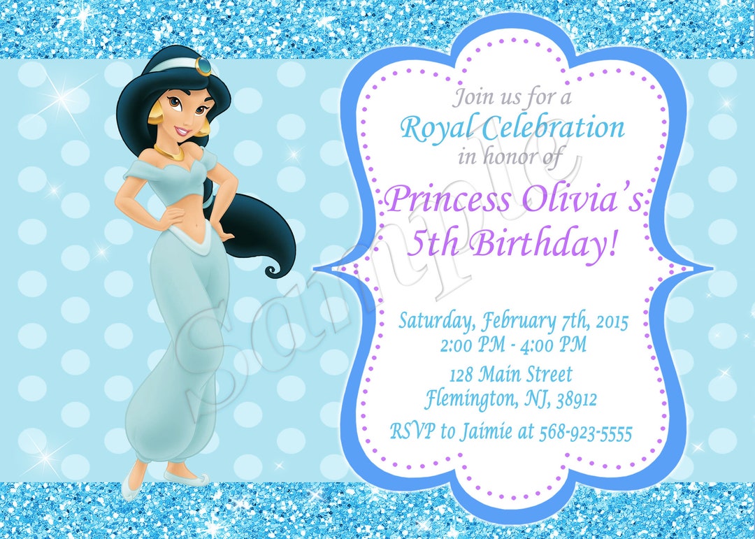 Jasmine Invitation Princess Jasmine Birthday Princess Jasmine Invite ...