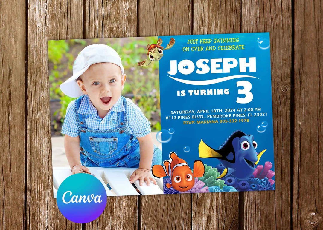 Finding Nemo Invitation Finding Dory Birthday Invitation Finding Nemo ...