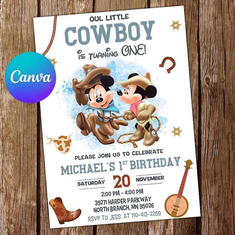 Mickey Cowboy - Etsy