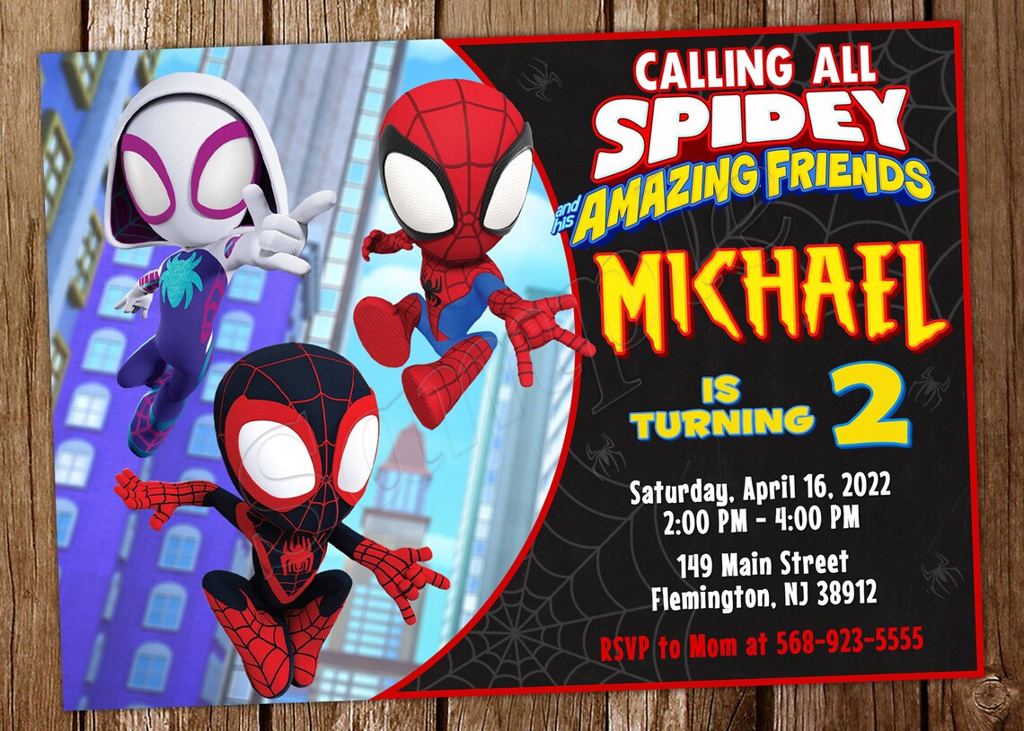 Spidey and His Amazing Friends Invitation Spidey Invitation Spidey ...