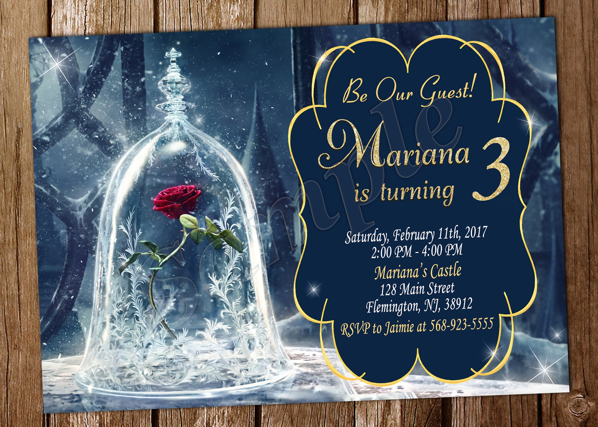 Beauty and the Beast Invitation Princess Belle Invitation - Etsy