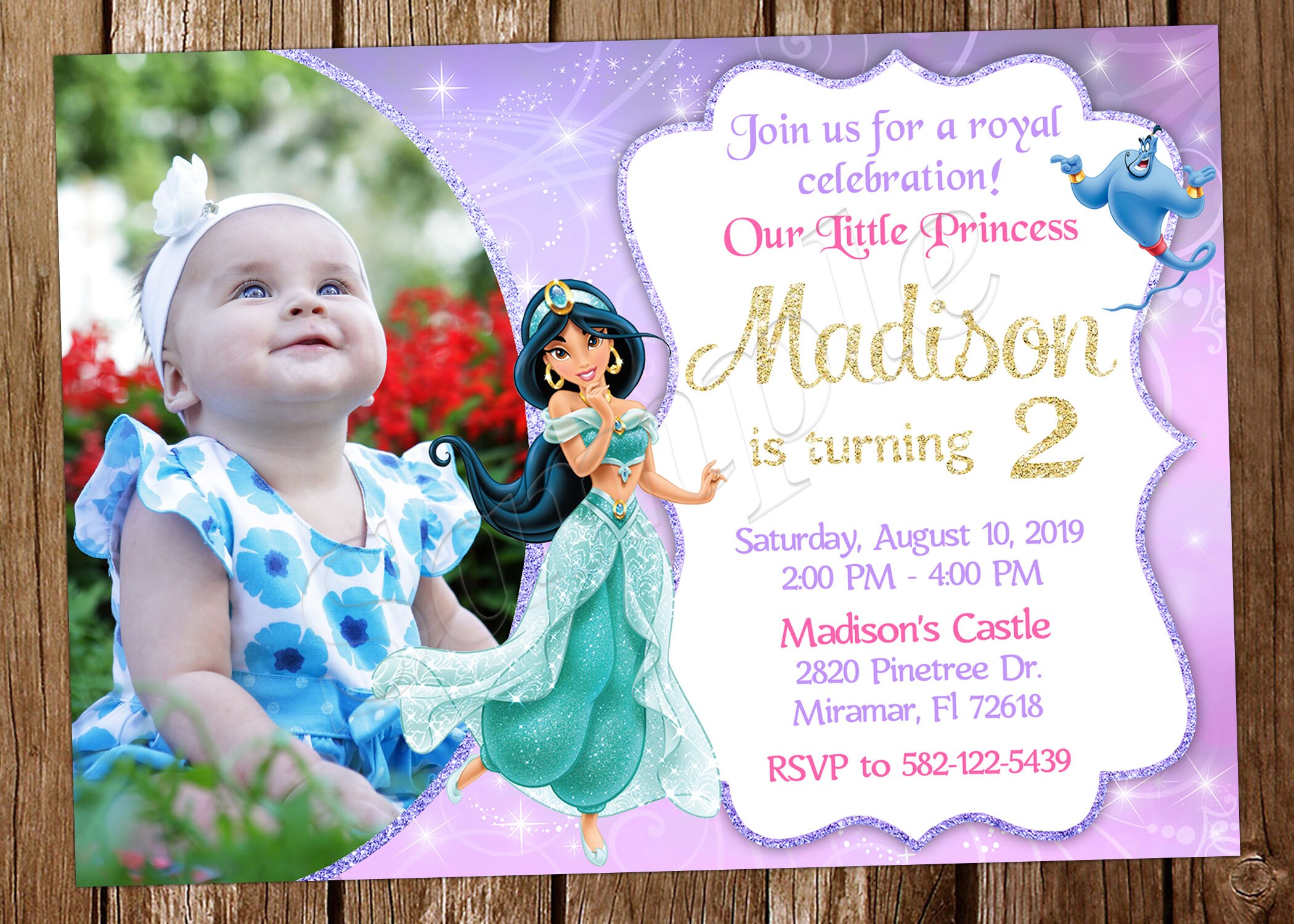 Jasmine Invitation Princess Jasmine Birthday Princess Jasmine - Etsy