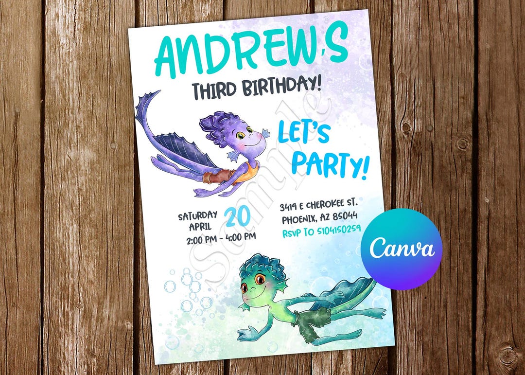 Luca Invitation Luca Birthday Invitation Luca Party Luca Invites Luca ...