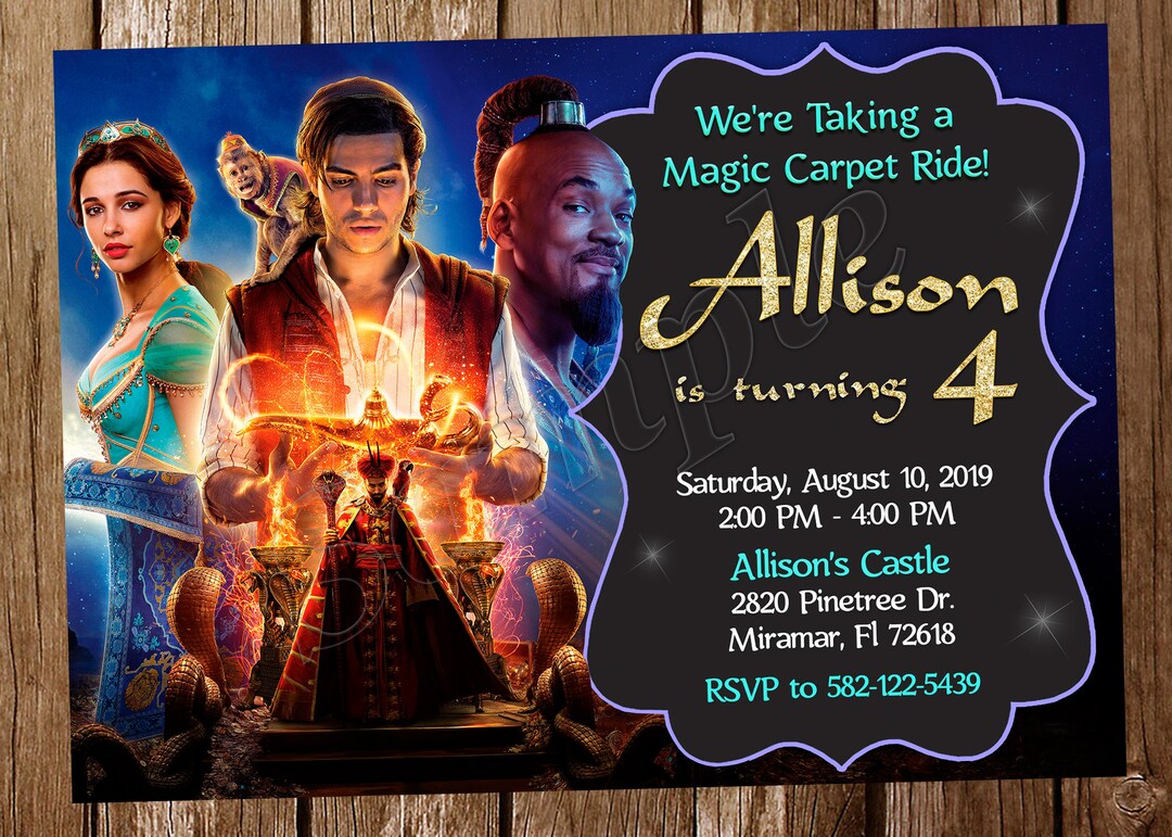 Aladdin Invitation Princess Jasmine Invitation Aladdin - Etsy