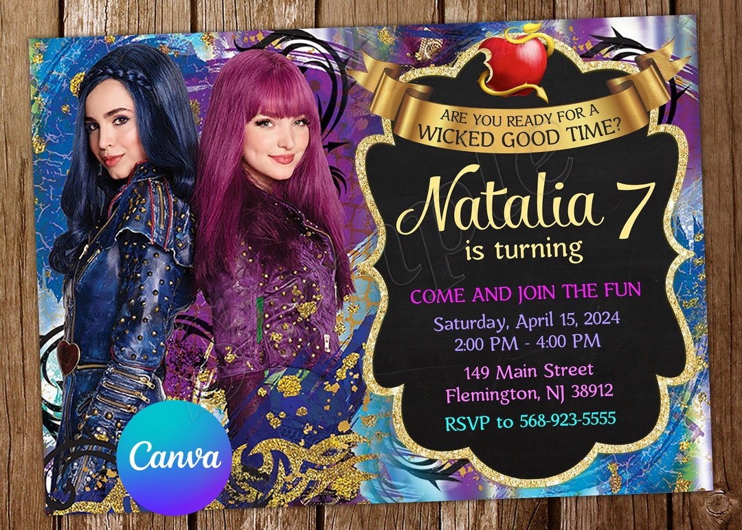Descendants Invitation Descendants Birthday Invitation Descendants ...