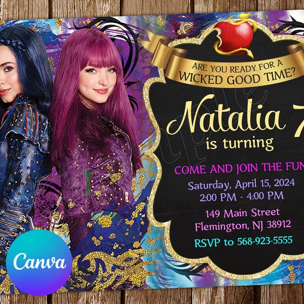 Descendants Invitation Descendants Birthday Invitation Descendants ...