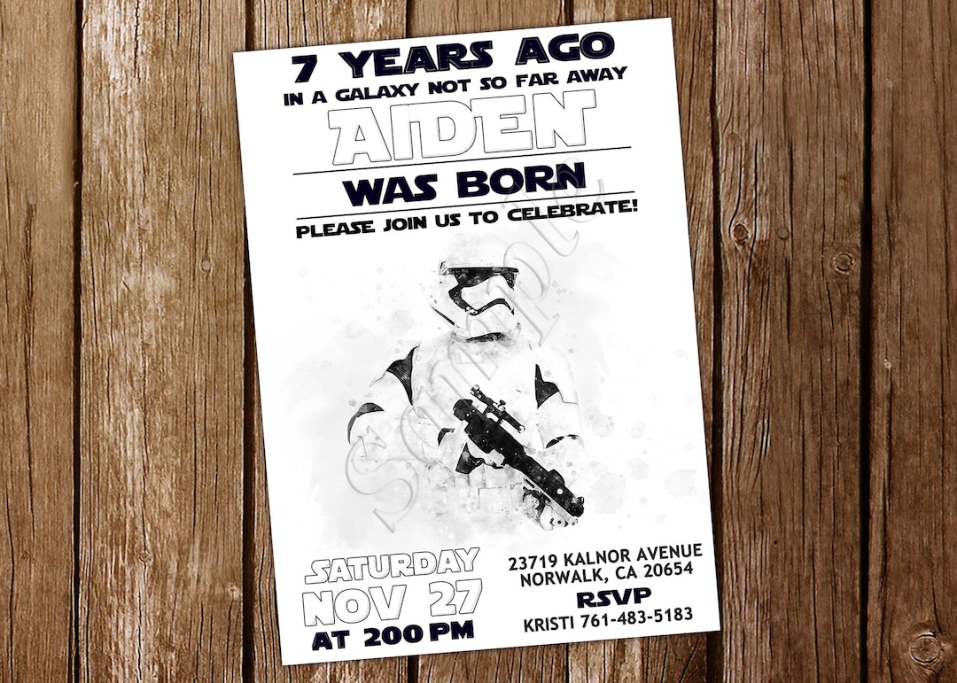 Star Wars Invitation Star Wars Birthday Jedi Invitation Star Wars ...