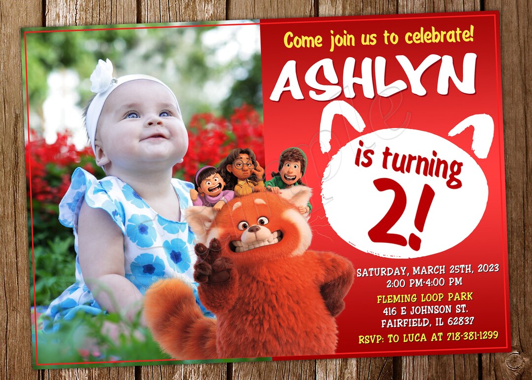 Turning Red Invitation Turning Red Birthday Turning Red Invite Turning ...